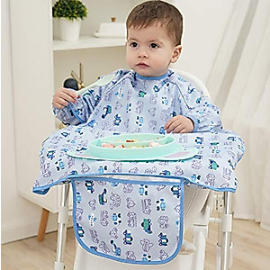 PandaEar Baby Weaning bib Feeding Coveralls Straps | Highchair Booster Seat| Boy Girl Toddler Kids (Neutral)