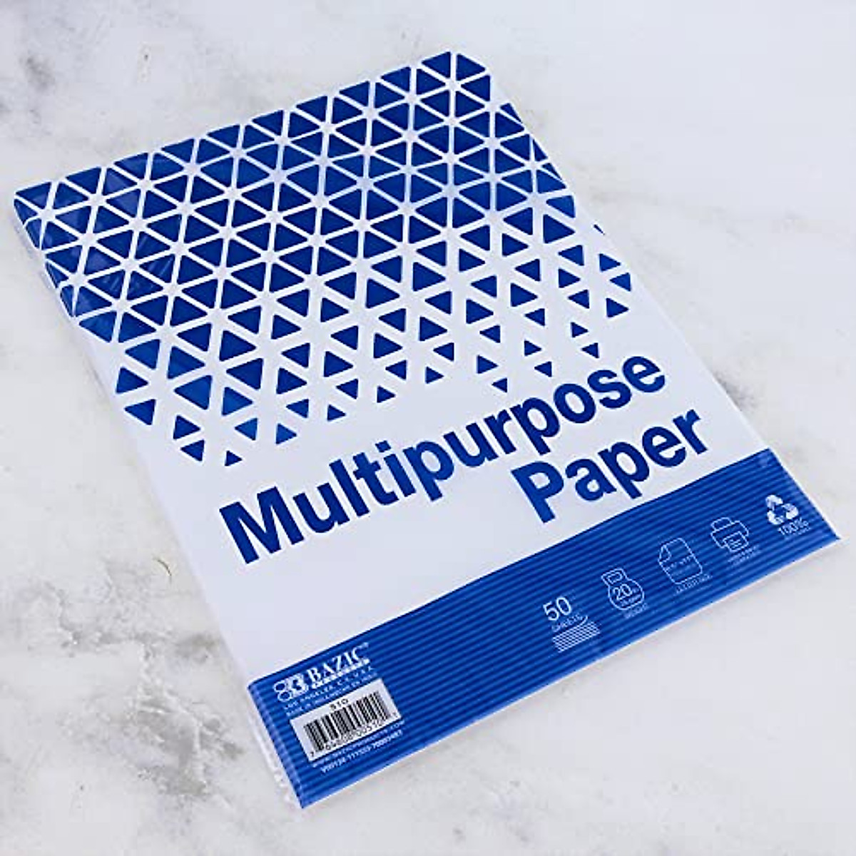 BAZIC 50 Sheets 8.5" x 11" White Multipurpose Paper, 20 LB (75 gsm), Copy Paper Fax Laser & General Printing, Create Report Document Presentation Flyer Arts Crafts, School Office (50/Pack), 2-Pack