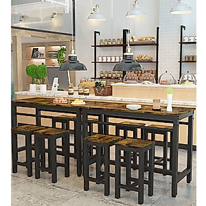 MIERES Dining Table Set for 4-5pcs Kitchen Room Dinette Furniture, Compact Space | Sturdy Metal Frame | Easy Assembly, Height 32.7'', Ideal for DiningRoom | Breakfast Nook, Rustic Brown, 5pcs