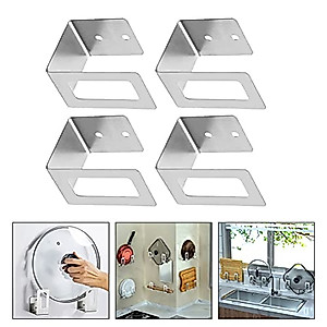 DOITOOL Shelving Brackets 4Pcs Free Punch Pot Lid Holder Storage Organizer Rack Stainless Steel Kitchen Wall Mounted Storage Rack for Pot Cover Chopping Board Wall Hung Clothes Drying Rack
