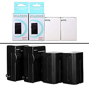 GVM 2 Pack NP-F750 Replacement Batteries and Chargers for NP-F975, NP-F960, NP-F950, NP-F930, NP-F770, NP-F750, NP-F550, DCR, DSR, HDR, FDR, HVR, HVL and LED Light
