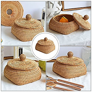 Cabilock Tv Simple Baskets Rattan Basket Holder Cosmetic Vegetable Makeup Lid Shelf Water Shoes Brown Clo Snack for Cube Rustic Hand Serving Organizing Toys Organizer Rectangular Clothes