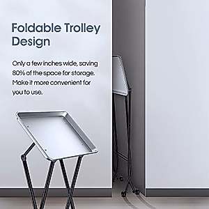 Aluminum Foldaway Folding Service Tray on Wheels