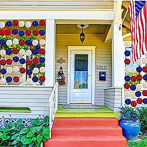 STMK 9 Pcs 3 Inch Wicker Balls Decorations, 4th of July Rattan Balls Decorative for Home Decor DIY Vase Bowl Filler Ornament Baby Room Nursery Décor Wedding Table Decoration (Red, White, Blue)