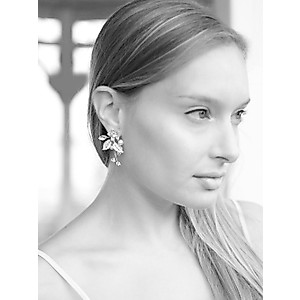 Mariell Light Silvery-Gold Bridal and Wedding Dangle Earrings, Organic Floral Motif, Perfect Flower Earring for Brides, Prom, Homecoming, Bridesmaids