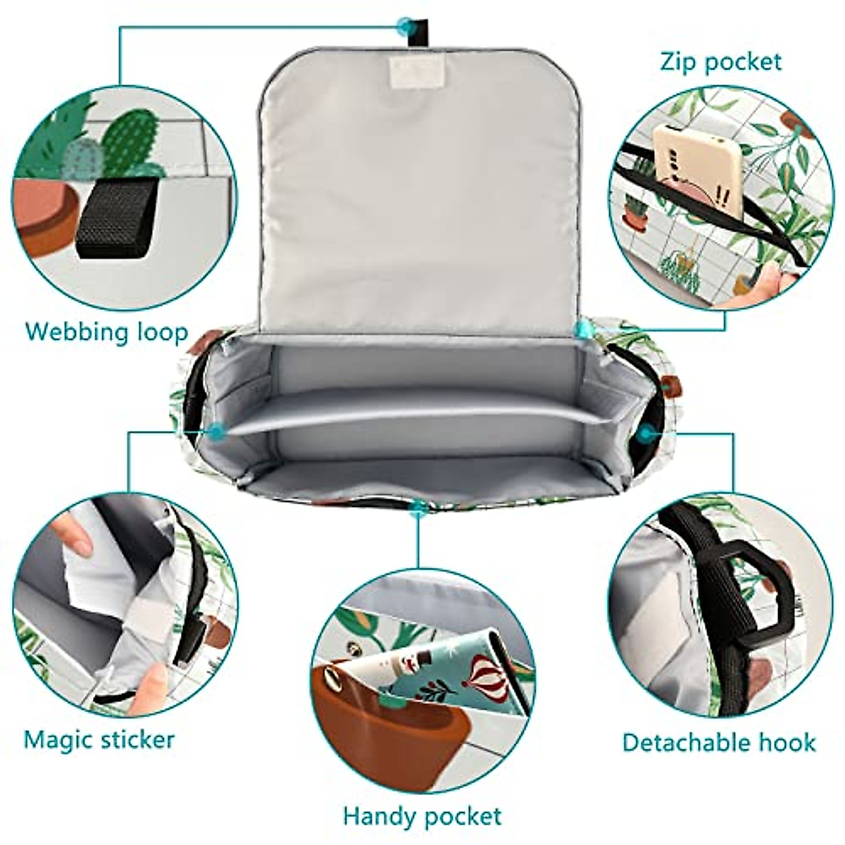 Sinestour Cute Cactus Stroller Organizer with Cup Holder Universal Stroller Organizer Bag Detachable Shoulder Strap Stroller Accessories for Diaper Keys Phone Toys Fit All Baby Stroller