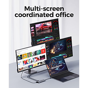 USB C Docking Station 3 Monitors 4K@60Hz, 14-in-1 Laptop Docking Station with 2 HDMI 4K@60Hz, DP 8K@30Hz/ 4K@144Hz, 3 USB 3.0, 2 USB 2.0, RJ45, Audio, PD 100W, USB-C HUB for Windows Laptop Accessories