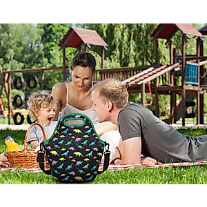 VASCHY Dinosaurs Preschool Backpack and Neoprene Lunch Bags for Kids Bundle