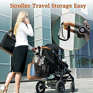 Stroller Hooks-X-Large 16cm(6.3") of Multipurpose hook clips-for mommy shopping Bags,Baby Diaper Bags,Groceries,Clothing,Purse(Stroller accessories-Black).