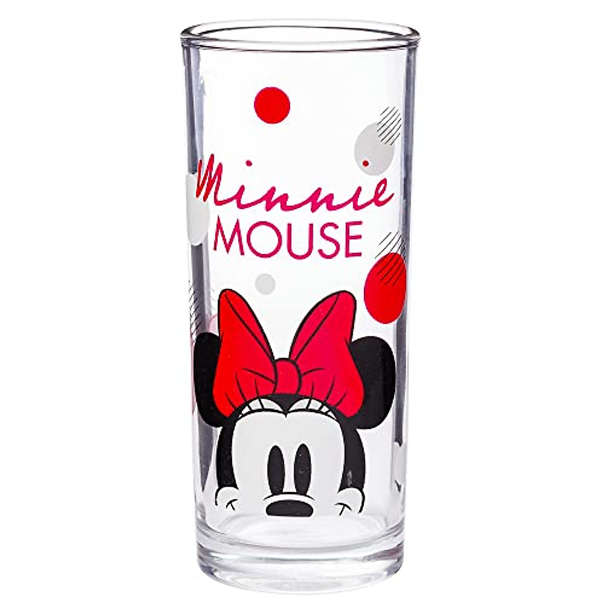 Silver Buffalo Disney Minnie Red Stripe Dots 4 Pack Tumbler Glass Set, 10 Ounces