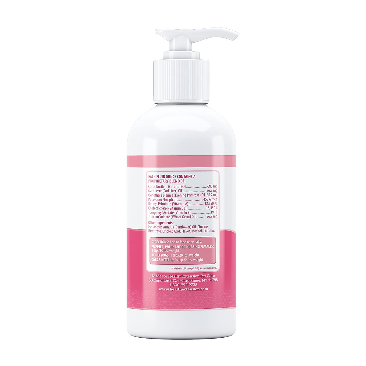 Health Extension Skin & Coat Supplement for Dogs & Puppies, 16oz - Omega 3 & 6 Rich Formula for Healthy Skin & Shiny Coat, Reduces Shedding & Itching