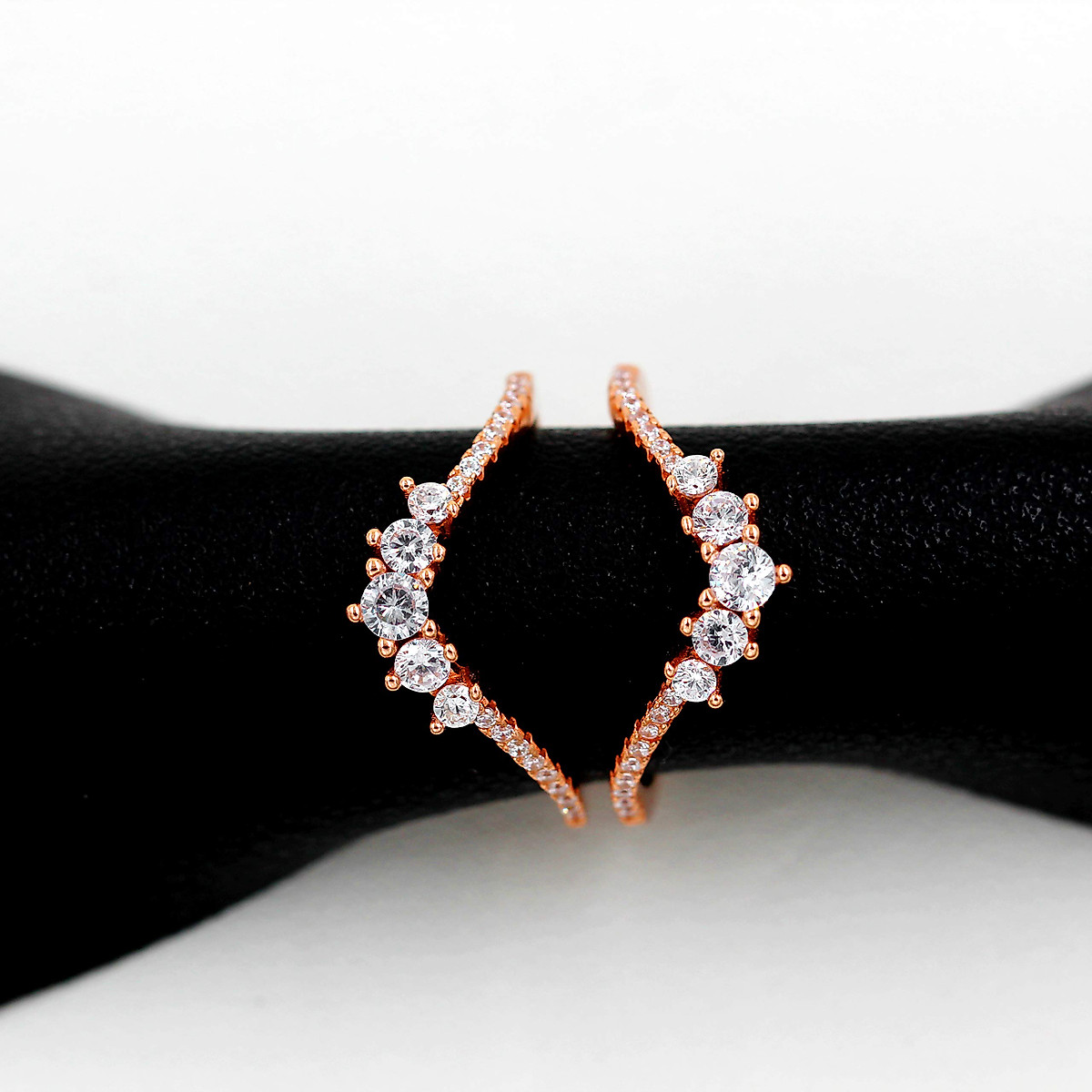 Uloveido 2pcs Set 925 Silver Stackable Wedding Ring Guard Enhancer Engagement Promise Anniversary Bands with CZ Rose Gold Plated (size 7)