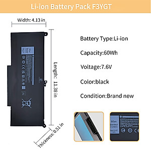 NBULBL F3YGT Battery Replacement for DELL Latitude 7480 7490 7390 7280 7290 7380 E7280 E7480 E7490 12 7000 13 7000 14 7000 Series DM3WC P73G P73G002 ODM3WC DM6WC 2X39G KG7VF 451-BBYE 453-BBCF 60WH