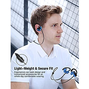 Otium Bluetooth Headphones, Wireless Sports Earbuds, Waterproof IPX7 w/Mic, HD Stereo in-Ear Earphones, Case, Fast Pairing, Gym Running Workout, 16 Hrs Battery Noise Cancelling Headsets