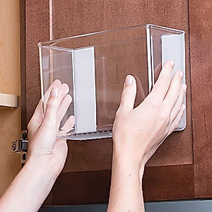 iDesign AFFIXX Plastic Wall Mount Organizer for Kitchen, Bathroom, Office, Bedroom, Garage, Craft Room, 3.5" x 8" x 5.5", Clear