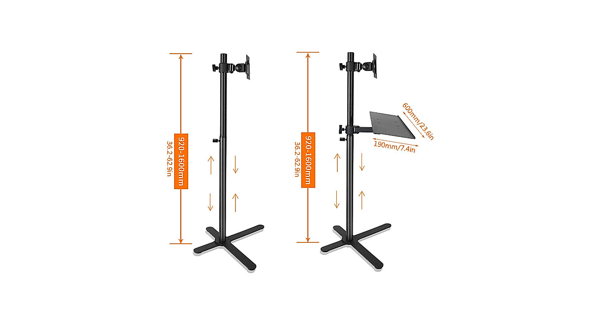Ergonomic Floor-Standing Monitor Stand for 12"-27" Displays