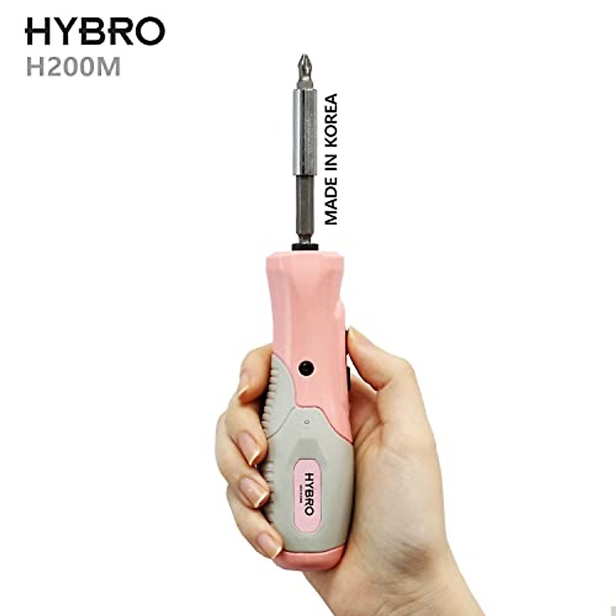 HYBRO Rechargeable Cordless 3.6V Screwdriver Set, Electric and Manual Battery Powered, Repair, Home Improvement Tool for Women - Max 10N.m Torque, 10pcs Bit Set, USB Charge, LED Light - H200M (Pink)