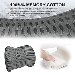 sproerden Lumbar Support Pillow, Ergonomic - Memory Foam Lumbar Support Pillow for Lower Back Pain Relief for Car Seats, Office Chairs, Gaming Consoles, Sofas, Recliners and Beds (Gray)