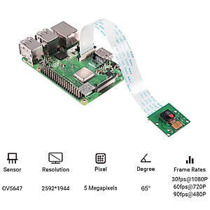 Aokin for Raspberry Pi Camera Module, 5MP 1080p with OV5647 Sensor Video Camera Module for Raspberry Pi Model A/B/B+, Pi 2, Raspberry Pi 3 3B+, Pi 4 and Pi Zero/Zero W with Flex Cable