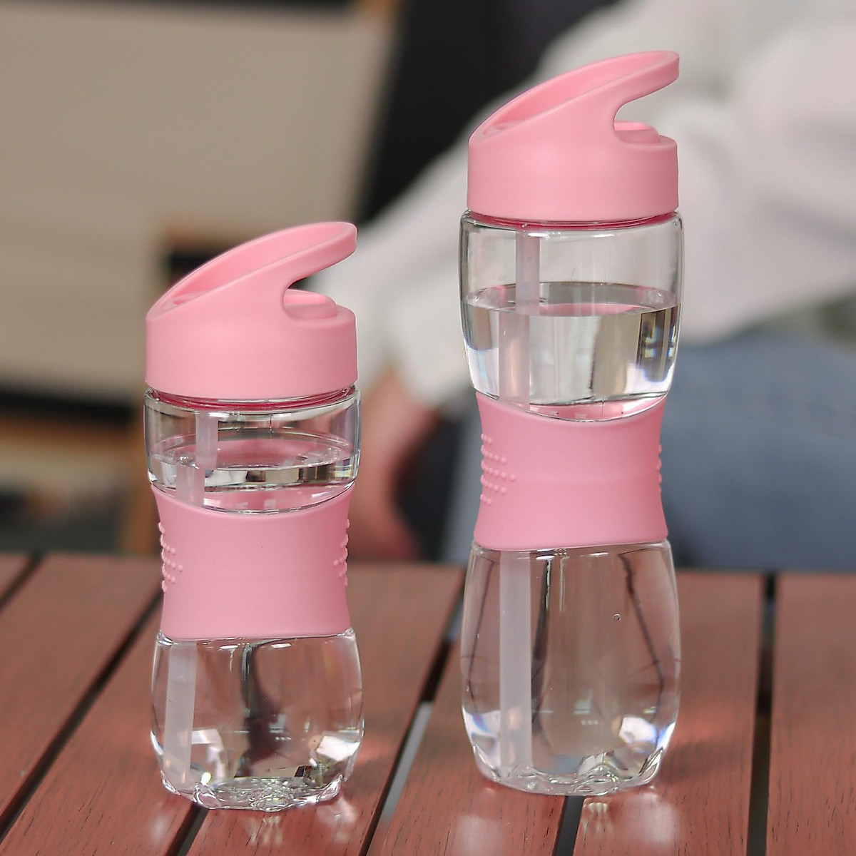 Kids Water Bottle with Straw 12 OZ BPA-Free Tritan Bulk Bottle Pink Little Girls Clear Drinking Bottle for School