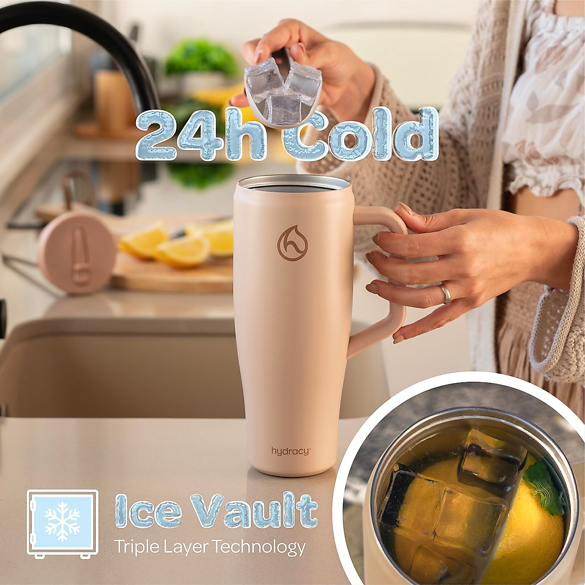 Hydracy Soulmate 40oz Tumbler with Handle and Flip Straw - 100% Leakproof Reusable Insulated Cup with Stainless Steel Straw - Cupholder Friendly Rubber Base Travel Mug - Gifts for Women & Men