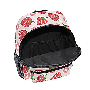 Kids Backpack for Girls Strawberry Cute Pink Toddler Bags Children Preschool Kindergarten Small Chest Strap 3-8 Years Old