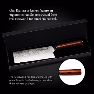 Hammer Stahl 7 Inch Damascus Nakiri Knife | Japanese Style Vegetable Knife with Rosewood Handle | Nakiri Chef Knife Japanese Forged 67-Layer AUS10 Steel | Full-Tang Nakiri Vegetable Knife with Gift Bo