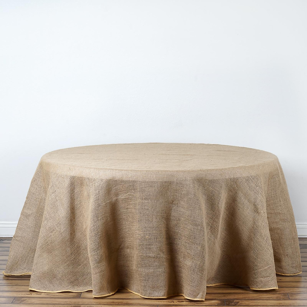 TABLECLOTHSFACTORY Fine Rustic Burlap Tablecloth Round 90" Natural Tone