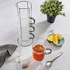 Gibson Soho Lounge Stackable Glass Mugs with Rack, Glass, 4-Piece