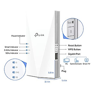 TP-Link AX1800 WiFi 6 Extender Internet Booster, Covers up to 1500 sq.ft and 30 Devices, Dual Band Wireless Signal Booster Repeater, Gigabit Ethernet Port, AP Mode, OneMesh Compatible(RE600X)