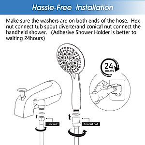 YASINU All Metal Bathtub Faucet with Sprayer 10 Settings, Tub Spout with Diverter Matte Black