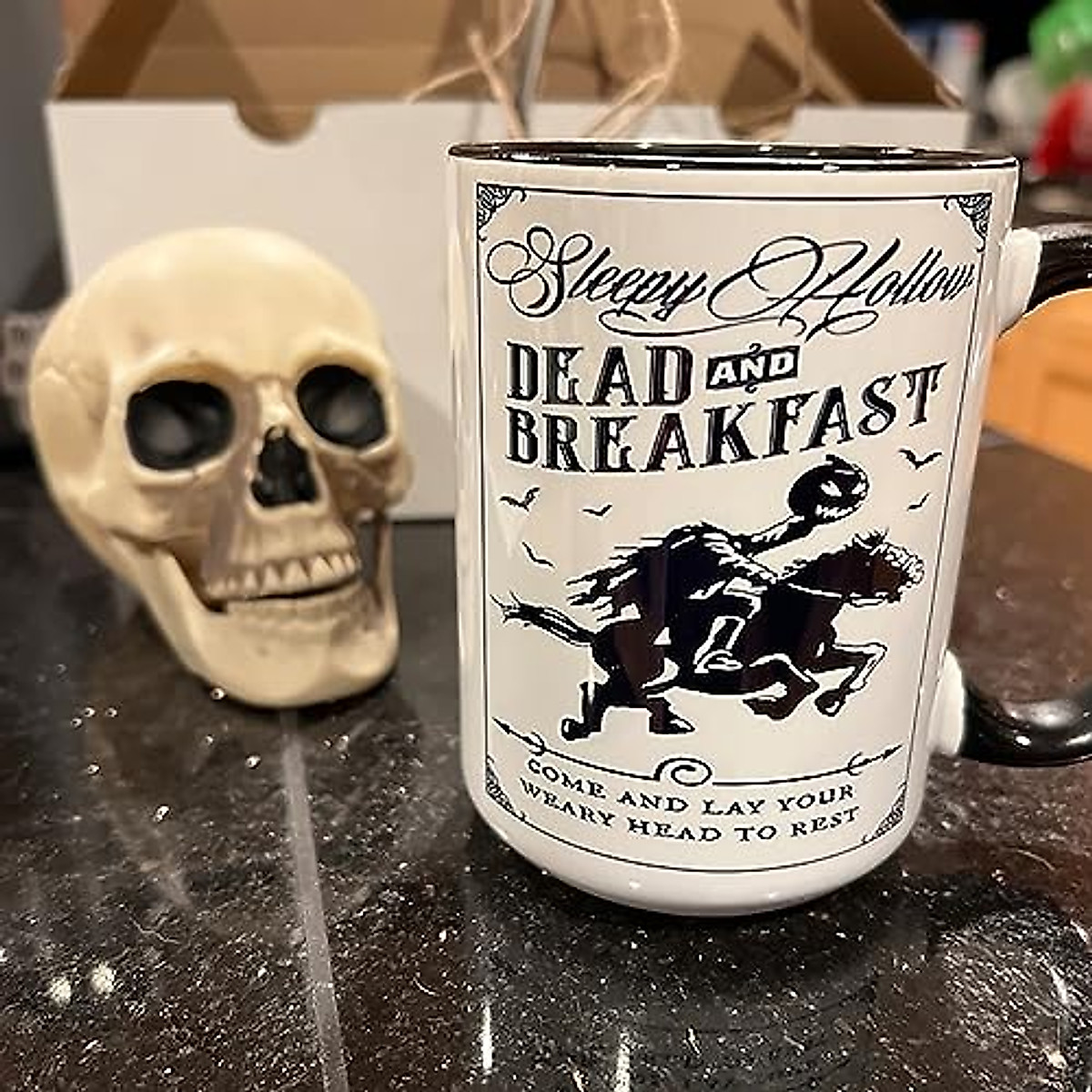 Sleepy Hollow Dead and Breakfast Coffee Mug, Spooky Coffee Cup Halloween Coffee Mugs, Retro Halloween Coffee Mug, 15oz Novelty Ceramic Coffee Mug, Halloween Coffee Cups Ceramic, Fall Coffee Mug