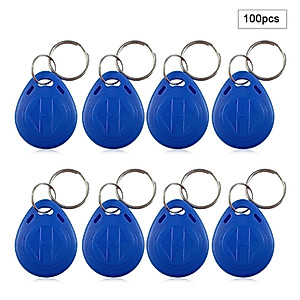 100 Pcs 125KHz RFID Key Fob Proximity ID IC Card Token Tag Keypad Card Keychains RFID Proximity Card Key for Access Control(ID)