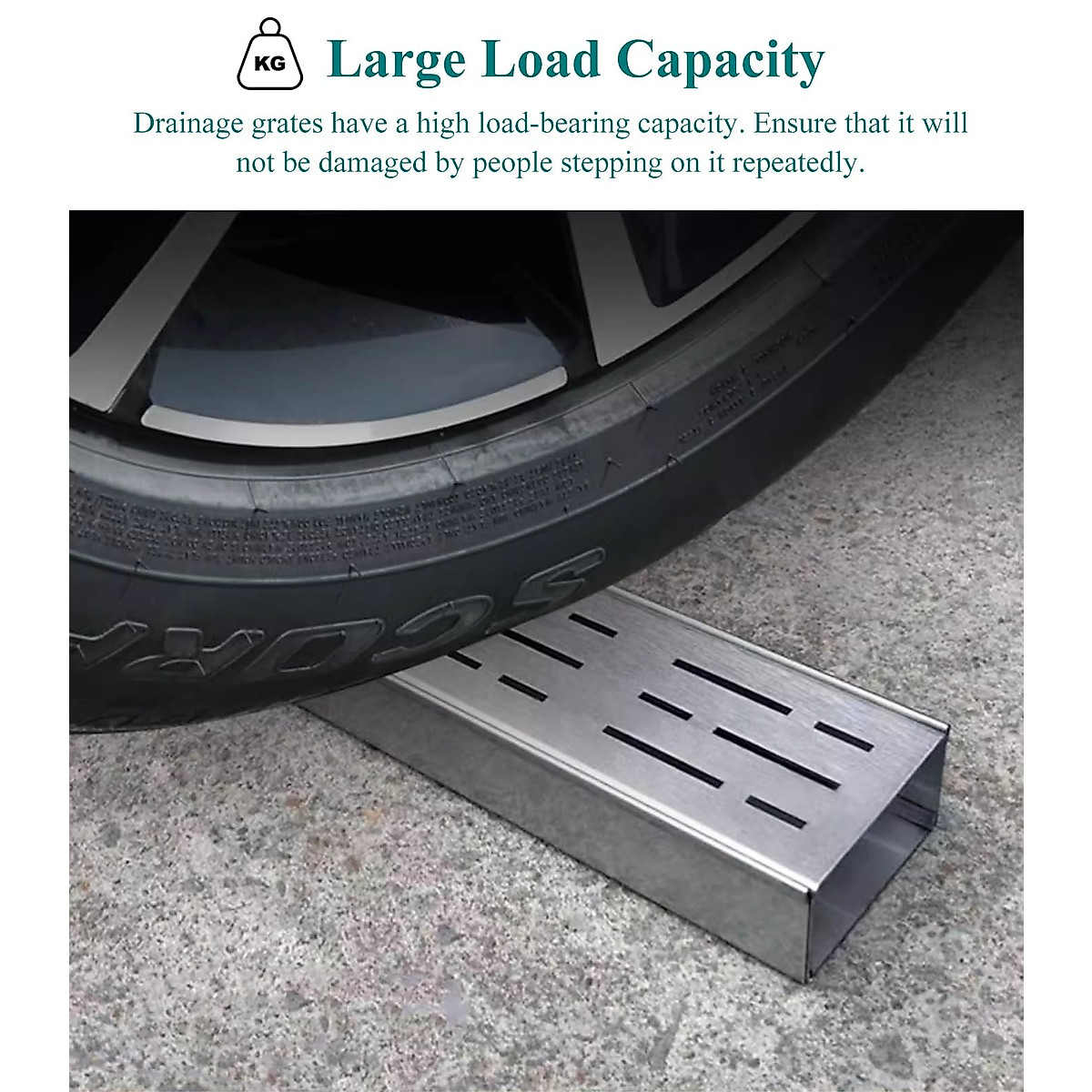 Blazea Channel Drainage Trench Drain System, Heavy Duty Stainless Steel Channel Drain Kit, Floor Trough Guttering for Patio Deck Bathroom, Easy to Install(7x3cm(2 3/4x1 1/8"))