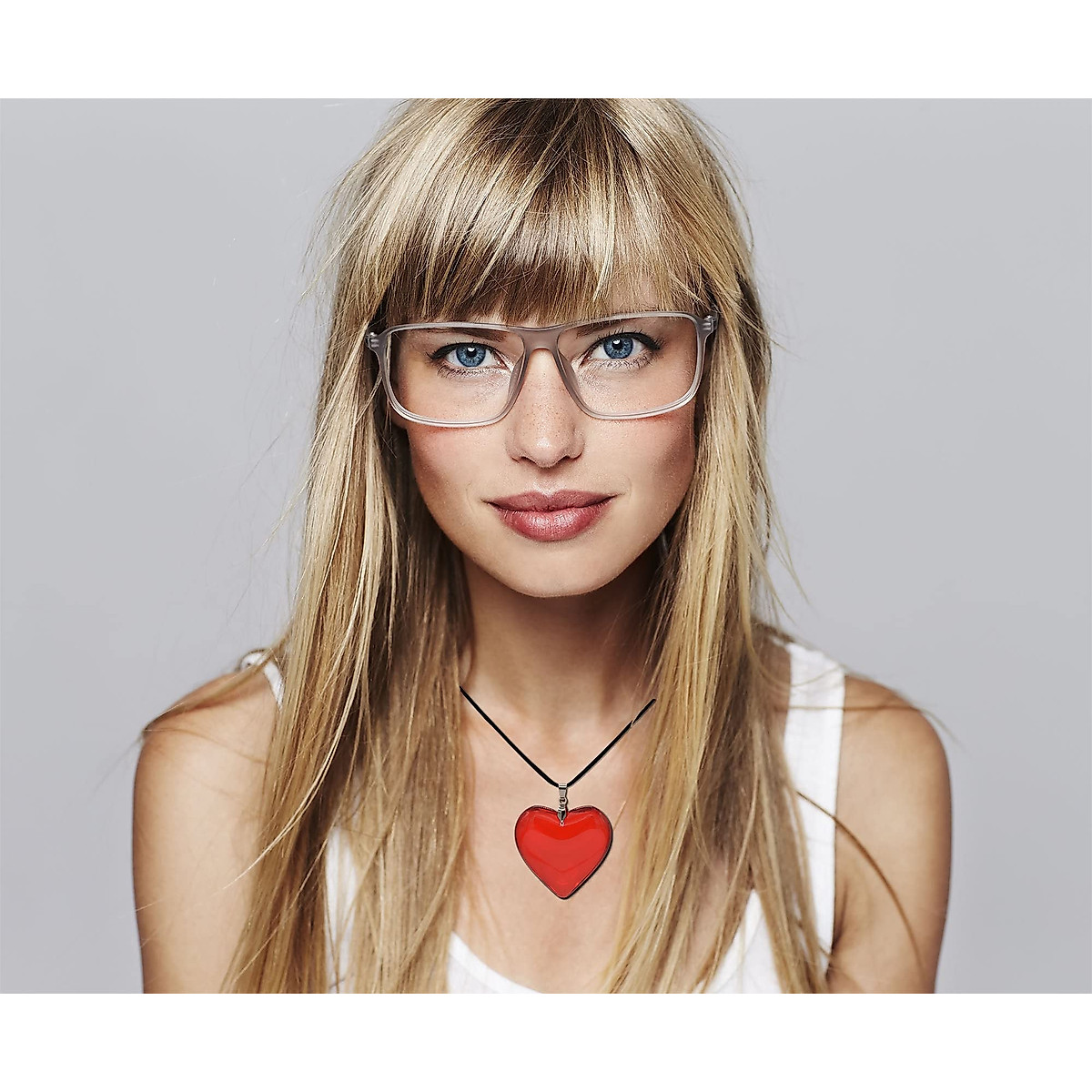 Clayton Jewelry Labs Large Red Semi-Transparent Solid Glass Heart Pendant Necklace (Large Red)