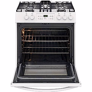 Frigidaire FFGH3054UW 30"" Slide-In Gas Range with 5 Burners 5 Cu. Ft. Oven Capacity Self Clean and Storage Drawer in White