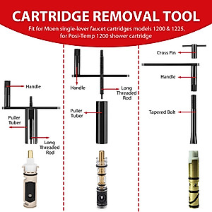 999150 Professional Cartridge Extractor Tool, Cartridge Removal Tool, Cartridge Puller Fit For Moen 1200 1222 & 1225 Posi Temp Series Cartridge 999150-6