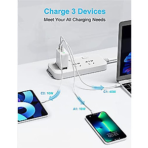 USB C Wall Charger, 65W 3-Port GaN Charger, PPS PD3.0 Fast Charging Block Foldable, Hurple 65W USB C Charger for MacBook Air Pro, iPhone 13, Galaxy S22, Note 20, iPad Pro, Airpods, Watch and More