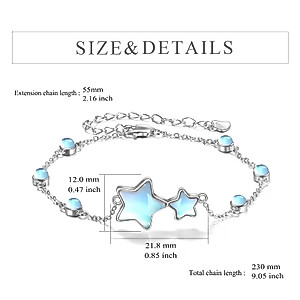 CRMAD Moonstone Star Bracelet for Women Sterling Silver Star Bracelet Irish Jewelry(star)