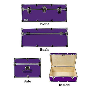 C&N Footlockers Summer Camp Trunk with Organizer Tray - Happy Camper Storage Chest - Available in 20 Colors - 32 x 18 x 13.5 Inches (Purple)