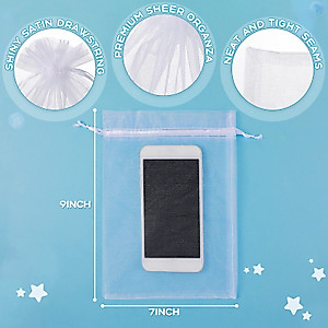 200 Pcs Large White Organza Bags 7 x 9 Inch Organza Gift Party Favor Bags Mesh Bags Drawstring Gift Bags Jewelry Pouch Gift Wrap Bags for Valentine Wedding Baby Shower Birthday Party Goodie Packaging