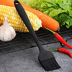Silicone Basting Brush,2 Packs Heat Resistant Cooking Brush,Black Long Handle Pastry Brush for Grilling, Baking, BBQ