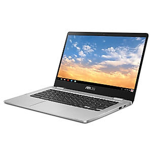 ASUS Chromebook C423, 14.0" FHD NanoEdge-display with 180 Degree-Hinge, Intel Celeron N3350-Processor, 4GB-RAM, 32GB eMMC Storage, Zero-Touch Enrollment, Chrome OS, Silver, C423NA-DB42F