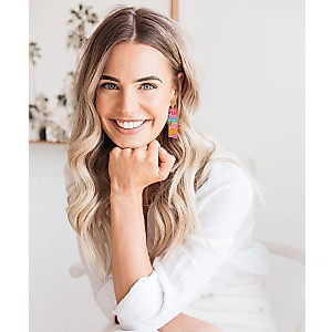 Teacher Earrings for Women Beaded Teacher Drop Earrings Delicate Rhinestone Letter FRI-YAY Books Dangle Earrings Colorful Teacher Appreciation Gift (FRI-YAY)