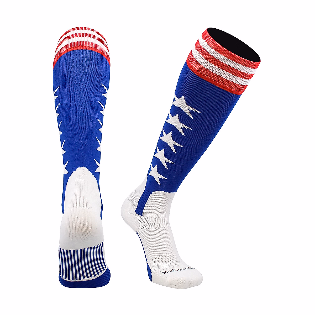 MadSportsStuff USA Flag Baseball Stirrup Socks (Royal/Red/White, Small)