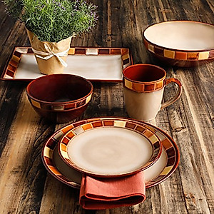 Gibson Elite Casa Estebana 10 Inch Reactive Glaze Serving Bowl, Brown