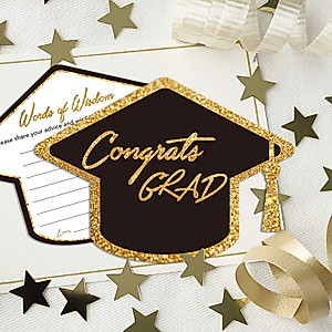 Yuzi-n Graduation Advice Cards for The Graduate (50 Pack), High School or College Graduation Party Games Decorations Supplies, Well Wishes Cards for Graduates