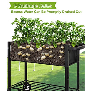 Fiwithy Raised Garden Bed with Legs for Outdoor Plants, Standing Elevated Planter Box Cart on Wheels for Vegetables Flower Herb Patio, Black