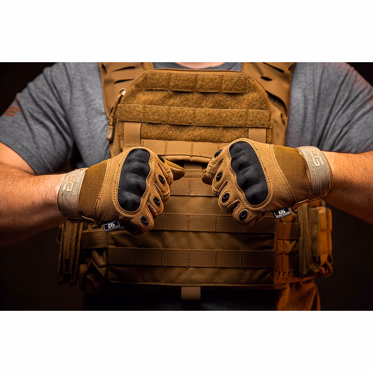 Glove Station - Tactical Shooting Hard Knuckle Gloves for Men and Woman with Touchscreen Fingers - Durable and Comfortable Hand-Gear for Outdoor Work Shooting and Hunting - Gray/Medium