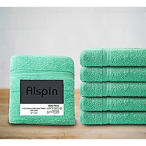 Alspin Cotton Bath Towels 6 Pack Cotton Towels,Teal Color ,24 x 48 Inches Towel for Pool, Spa, and Gym Lightweight and Highly Absorbent Swift Drying Towels